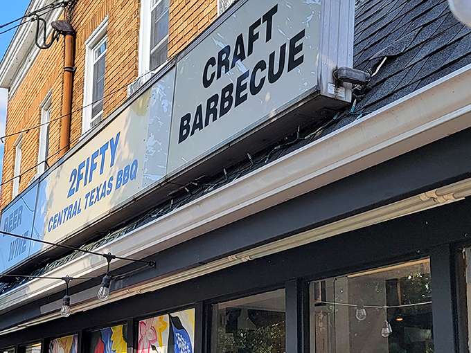 Where Texas meets Maryland: 2Fifty's "Craft Barbecue" sign isn't just marketing&mdash;it's a mission statement written in smoke and patience.