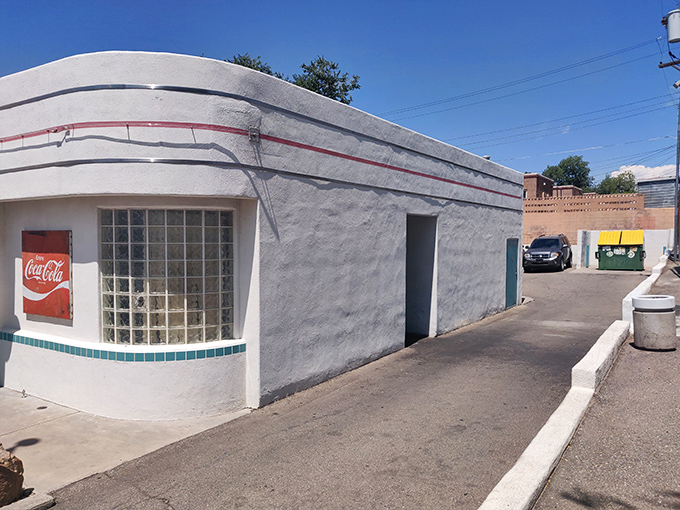 A slice of mid-century Americana where even the building's curves whisper promises of thick milkshakes and perfect hash browns.