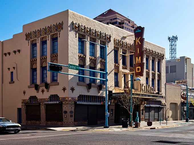 The KiMo Theatre's distinctive architecture anchors Albuquerque's downtown, a cultural landmark in this surprisingly affordable city.