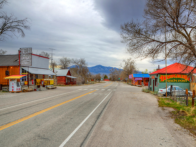 The definition of "small town America" &ndash; Baker's handful of buildings stand defiant against the vast Nevada landscape and those moody desert skies.