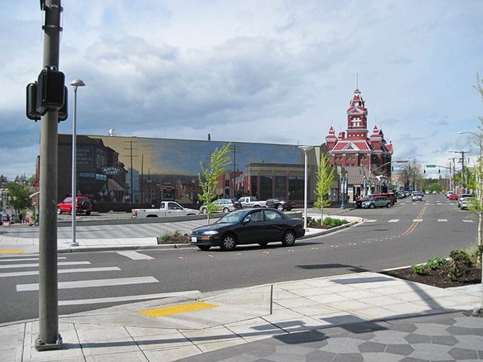 From this downtown view, you can practically smell the coffee brewing in Bellingham's local cafes as shoppers browse nearby.