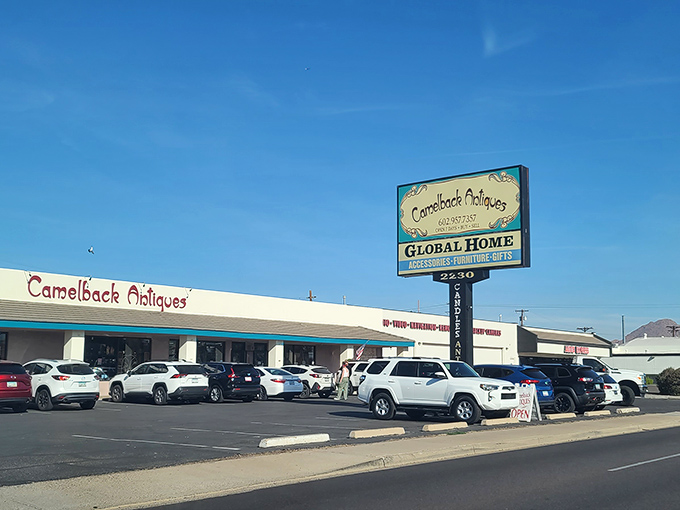 Under that perfect Arizona sky, Camelback Antiques promises a day of discovery. The parking lot's full for a reason&mdash;the good stuff goes fast!