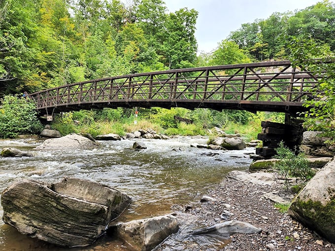 This iron bridge offers front-row seats to Mother Nature's water symphony&mdash;no fancy ticket required!