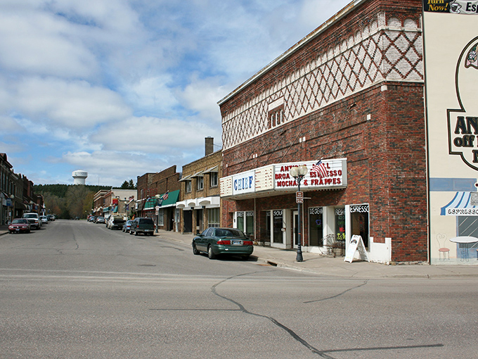 Historic brick buildings line Cloquet's affordable downtown. Window shopping here doesn't come with big-city sticker shock!