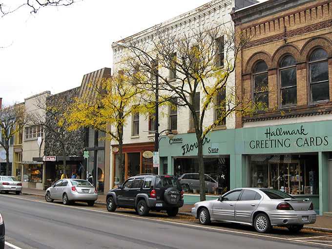 Brick buildings and charm to spare on Corning's historic Market Street &ndash; like a Norman Rockwell painting you can actually live in.