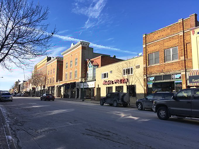 Brick storefronts standing shoulder-to-shoulder create Decorah's timeless main street, a place where handshakes still mean something.