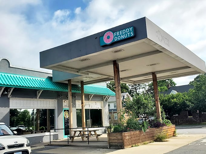 Those wooden picnic tables aren't just seating &ndash; they're front-row tickets to Fredericksburg's most delicious morning show.