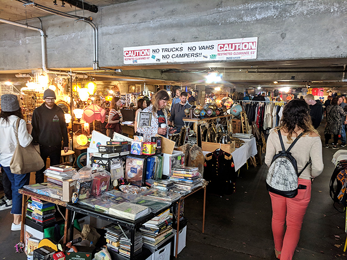 Underground shopping goes above ground at Fremont's bustling market, where vintage treasures and local art create a Seattle Sunday tradition.