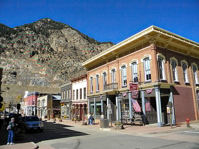
Georgetown's historic church stands tall against mountain skies. If these red brick walls could talk, they'd tell tales of silver fortunes! 