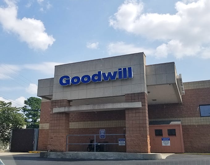 This Goodwill's impressive facade looks more like a modern department store than your typical thrift shop.