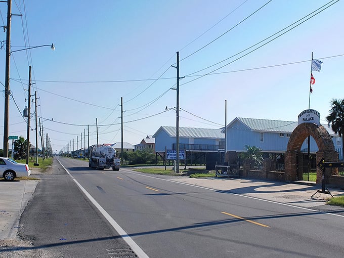 The Shrimp Palace welcomes visitors to Grand Isle, where fishing isn't just a hobby—it's practically the town motto.