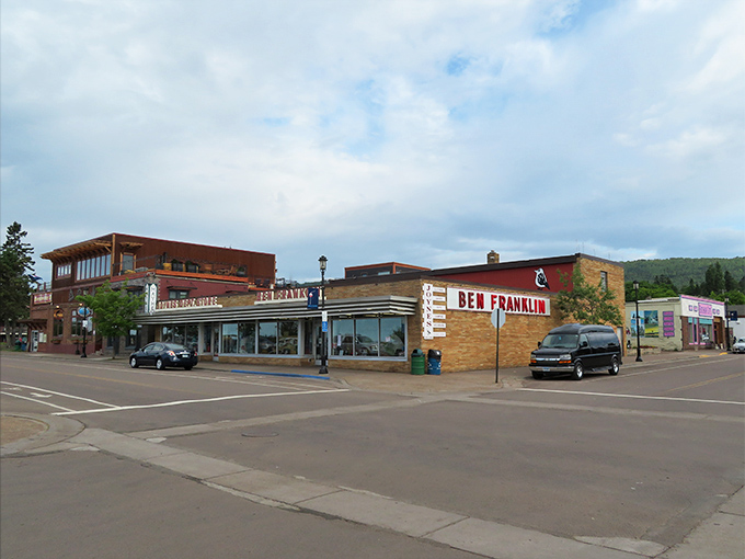 Downtown Grand Marais with its Ben Franklin store&mdash;where modern-day explorers find treasures just as valuable as what Lewis and Clark discovered!