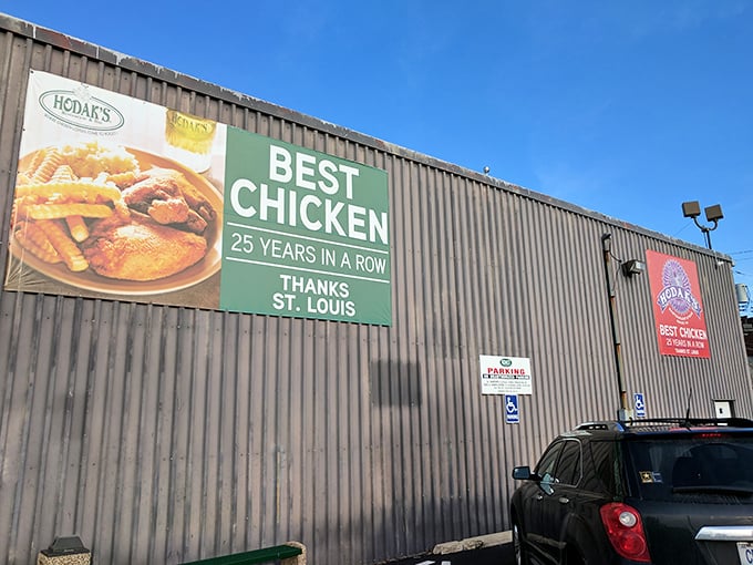 When your building proudly displays "Best Chicken" for a quarter century, you know they're not just winging it at Hodak's.