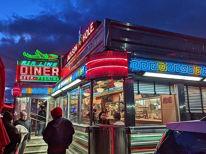 Neon lights and chrome shine like beacons in the night &ndash; Jackson Hole isn't just a diner, it's a midnight temple of comfort food.