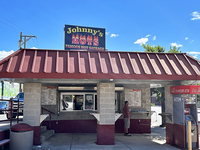 The open-air counter at Johnny's Hots invites you to enjoy your dog the way nature intended&mdash;standing up and savoring every bite.