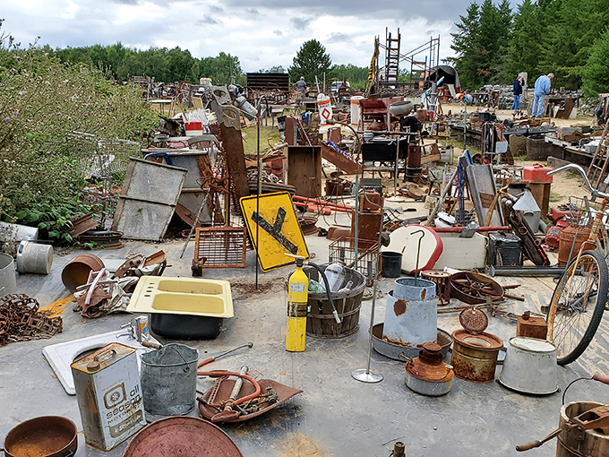 Industrial artifacts tell silent stories of America's past. That weathered farm equipment has more character than most modern furniture!