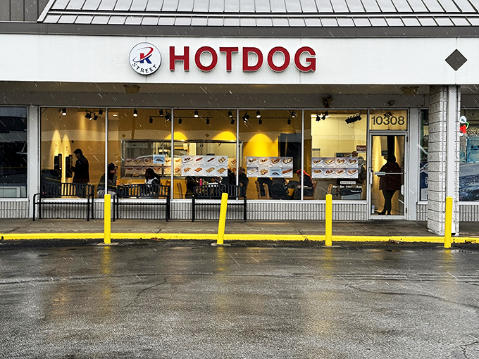 Behind that sleek glass front lies a laboratory of hot dog innovation. The kimchi dog will change your life!