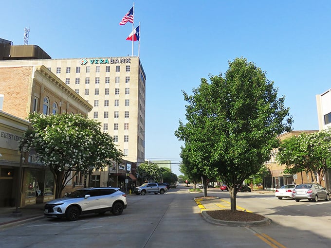 Longview's charming street lamps stand sentinel over clean sidewalks, a downtown that remembers its manners in our hurried world.