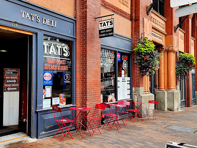 Those little red chairs outside Tat's aren't just for show &ndash; they're waiting areas for sandwich pilgrims about to have a religious experience.