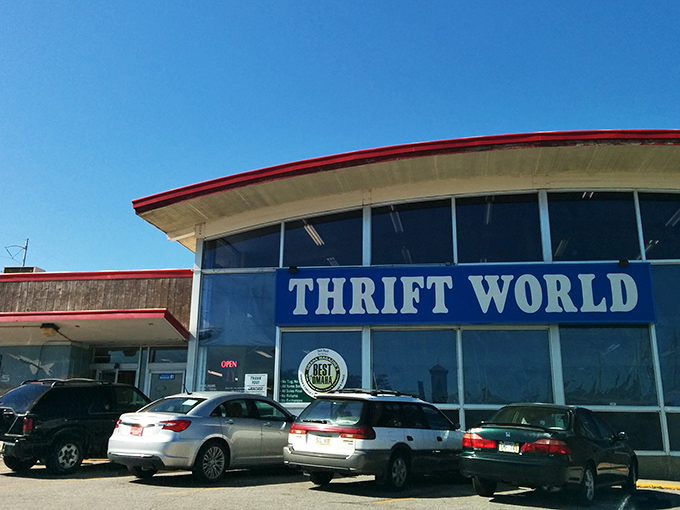 The mothership of secondhand finds! Thrift World's distinctive design stands out like a beacon for bargain hunters across Omaha. 