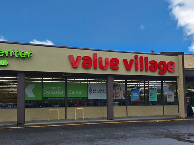 Value Village under blue skies&mdash;your wallet's happy place. With endless aisles of possibilities, it's like a department store where everything comes with a story.