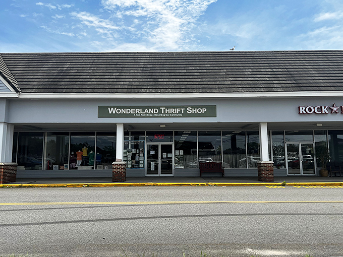 Blue skies frame this unassuming treasure chest where one person's castoffs become another's precious discoveries.