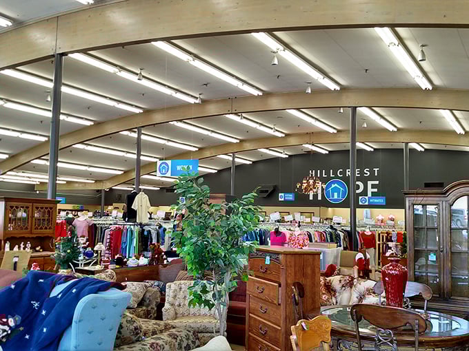 Living room sets arranged like conversation pits invite you to imagine these pieces in your own home&mdash;dangerous for the indecisive shopper! 