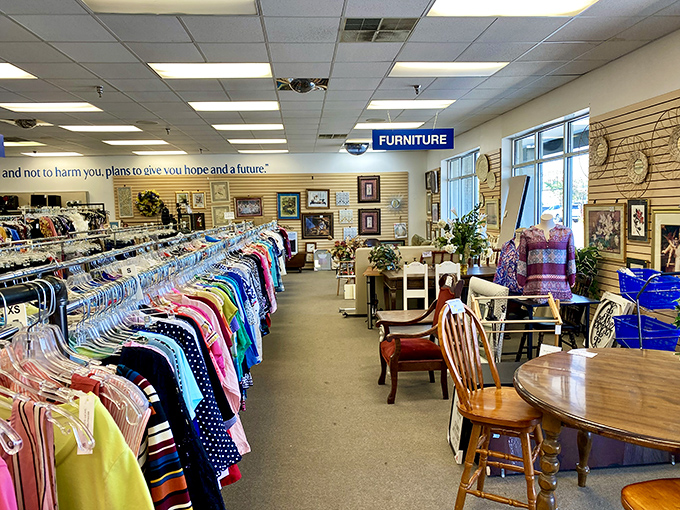 Where organization meets abundance&mdash;racks of color-coded clothing stand at attention while furniture vignettes invite you to imagine these pieces in your own home.