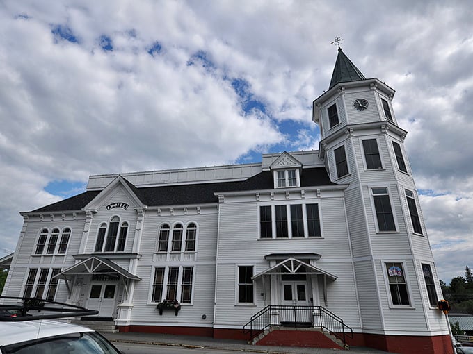 This pristine white town building with its elegant clock tower isn't just pretty&mdash;it's where the business of small-town democracy unfolds with New England efficiency.