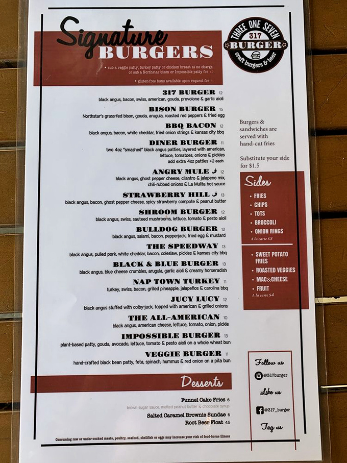 This menu isn't just a list of options&mdash;it's a roadmap to happiness. The "Strawberry Hill" burger had me at "peanut butter."