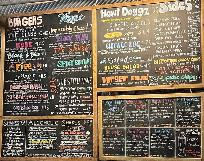 This chalkboard menu isn't just a list&mdash;it's a roadmap to happiness with clever names that make ordering as fun as eating.