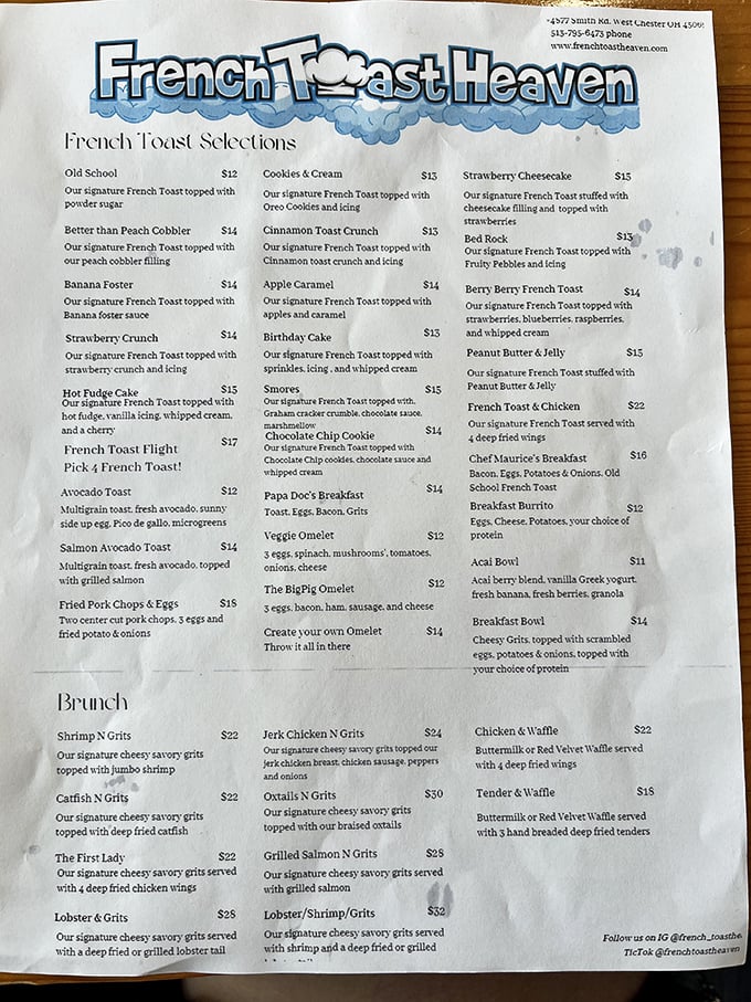 This menu isn't just a list&mdash;it's a choose-your-own-adventure novel where every ending involves delicious French toast.