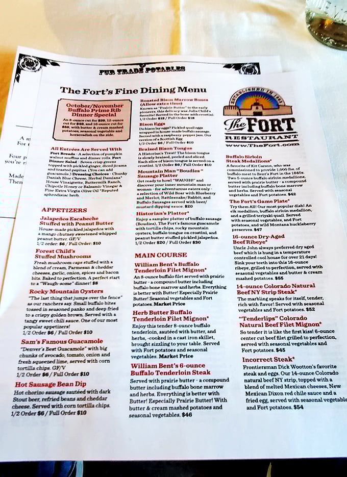 This isn't just a menu&mdash;it's a historical document disguised as dinner options. The "Rocky Mountain Oysters" description alone is worth framing.