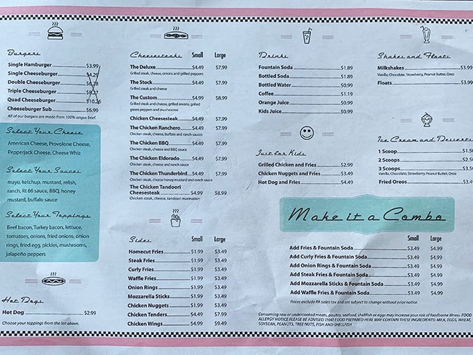 The menu board reads like a love letter to American comfort food classics. Decision paralysis has never been so delicious.