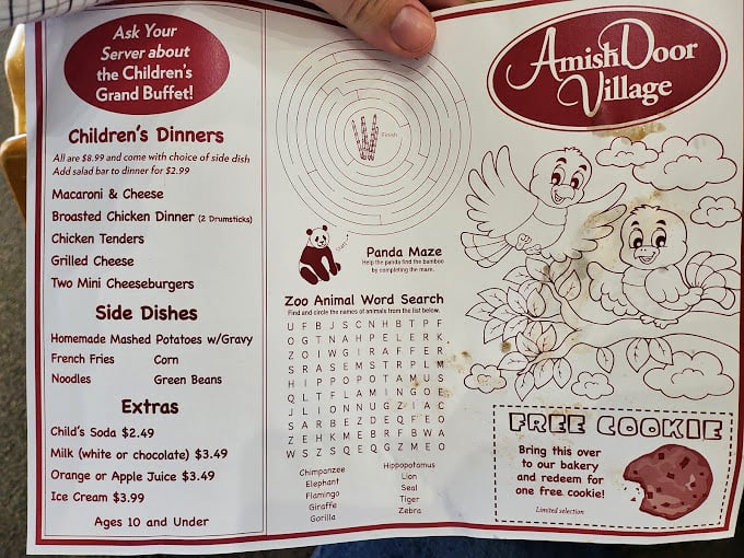 The children's menu doubles as entertainment&mdash;because kids need something to do while adults contemplate a second trip to the buffet.