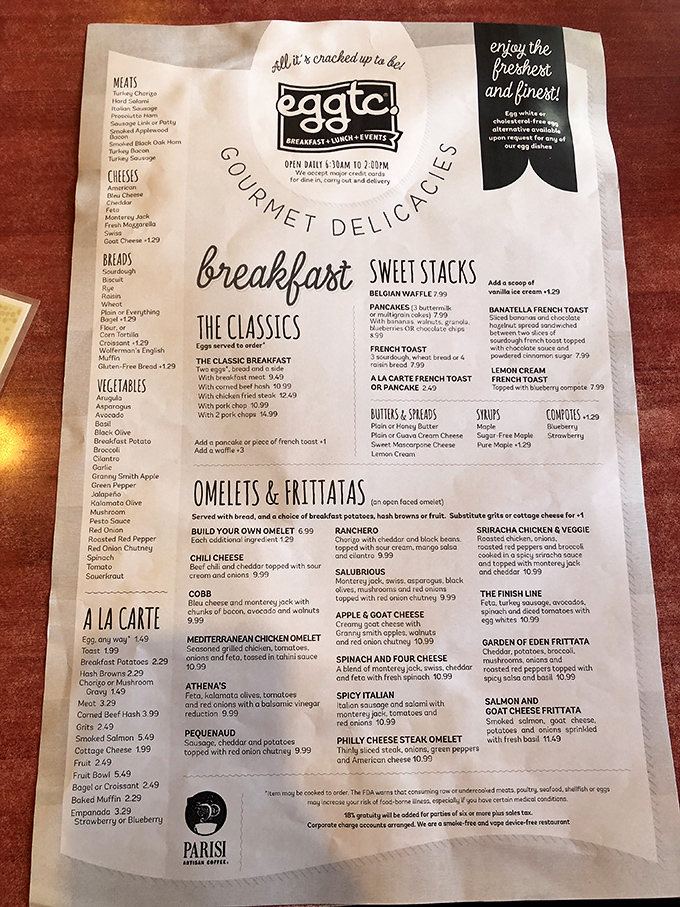 This menu isn't just a list of food&mdash;it's a roadmap to breakfast nirvana where sweet, savory, and everything in-between awaits.