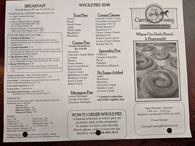 This menu isn't just a list of options&mdash;it's a roadmap to happiness. The "Kitchen Sink" breakfast alone could fuel a tractor pull.