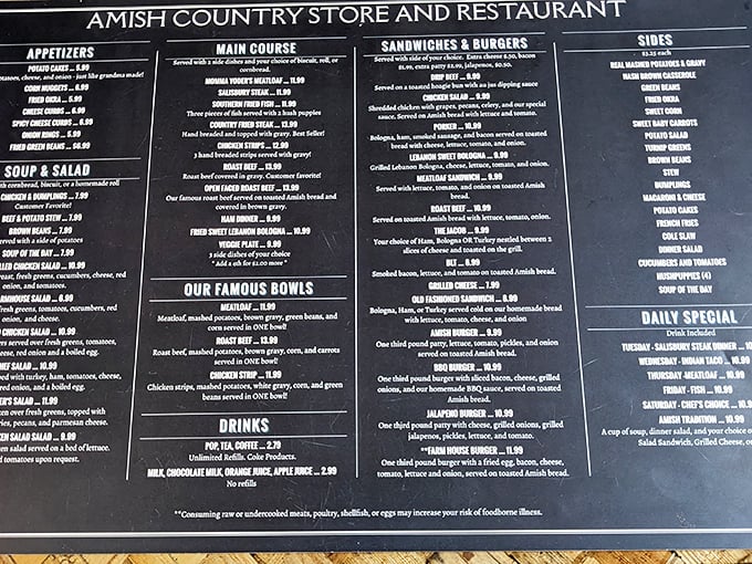 This menu isn't just a list of food&mdash;it's a roadmap to comfort. The "Famous Bowls" section alone could solve most of life's problems.