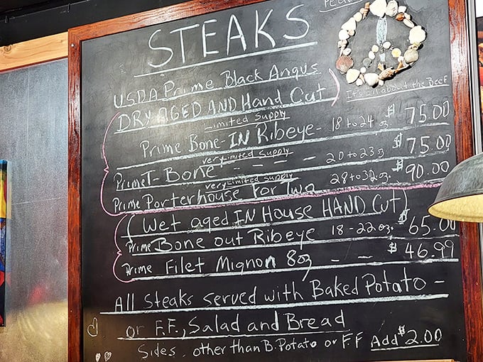 The menu board at Taylor's reads like poetry for meat lovers&mdash;USDA Prime Black Angus, dry-aged and hand-cut, is the star of this culinary show.