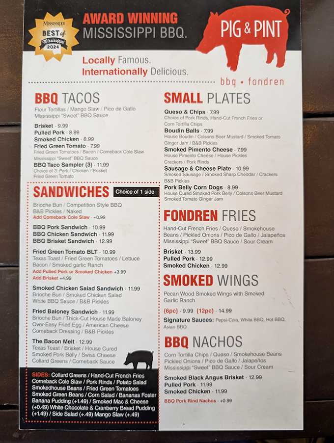 This menu isn't just a list of food&mdash;it's a roadmap to happiness. The BBQ nachos alone could solve international conflicts.