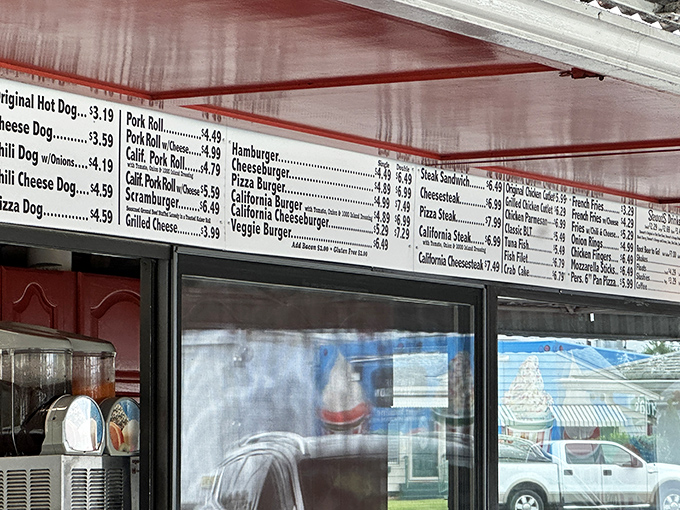 A menu board that reads like comfort food poetry. No avocado toast or deconstructed anything here&mdash;just straightforward American classics that have stood the test of time.