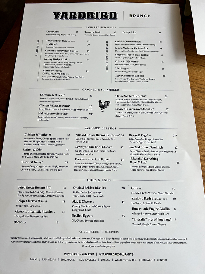 This menu reads like a love letter to Southern cuisine. Each item promises the kind of satisfaction that makes you want to hug the chef afterward.