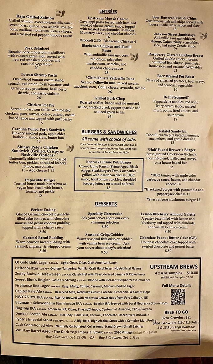 The menu reads like a love letter to comfort food with a craft beer twist. Notice how everything somehow incorporates their brews&mdash;these folks aren't messing around.