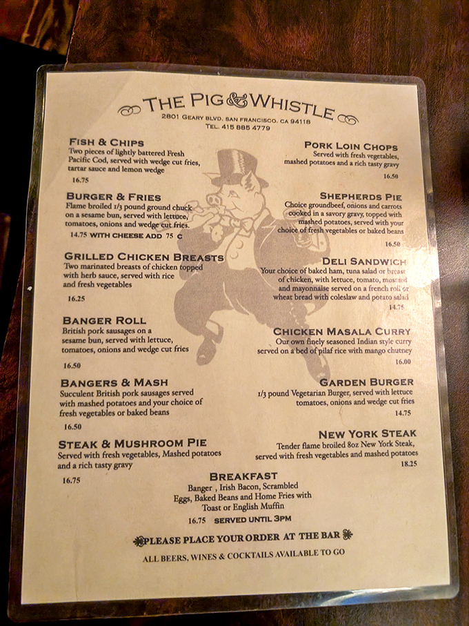 A menu that doesn't need a translator&mdash;just honest British pub fare that speaks the universal language of "I need that in my belly right now."