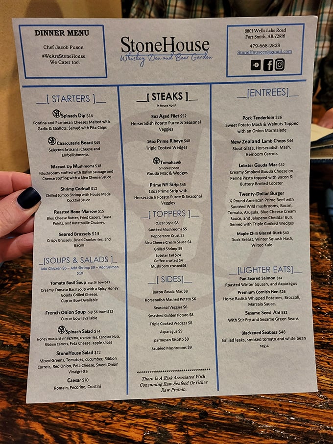 The menu reads like a love letter to carnivores, with steaks taking center stage alongside seafood that would make Poseidon himself jealous.