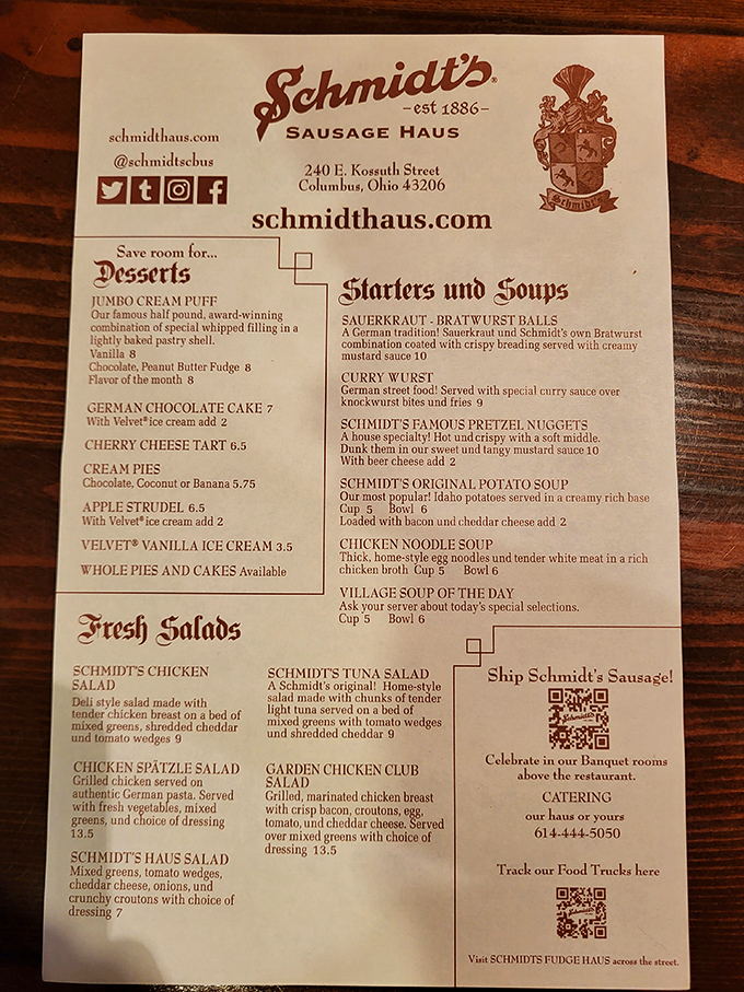 A menu that reads like a love letter to German cuisine&mdash;where deciding between schnitzel and sausage feels like Sophie's Choice.