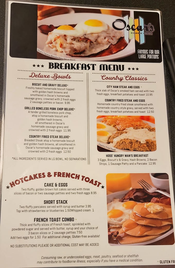 The menu at Oscar's reads like poetry for the hungry&mdash;those "famous large portions" aren't just marketing, they're a Missouri-sized promise.