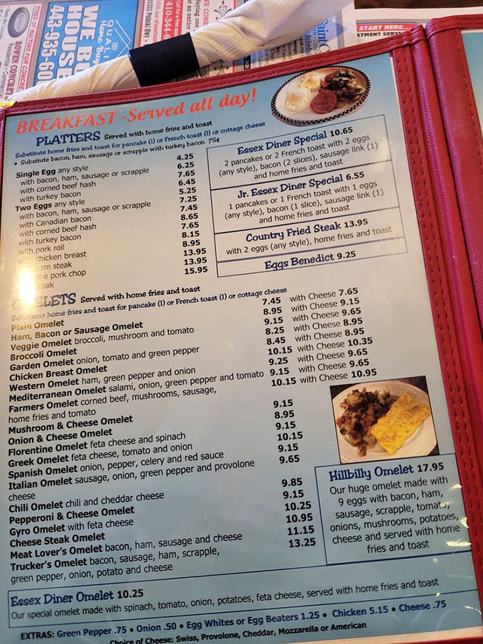 This menu isn't just a list of food&mdash;it's a roadmap to happiness. The "Hillbilly Omelet" isn't just breakfast, it's a commitment.