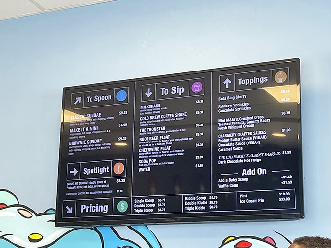 Decision paralysis has never been so delicious. The menu board reveals treasures like Cold Brew Coffee Shakes and their "Almost Famous" hot fudge.