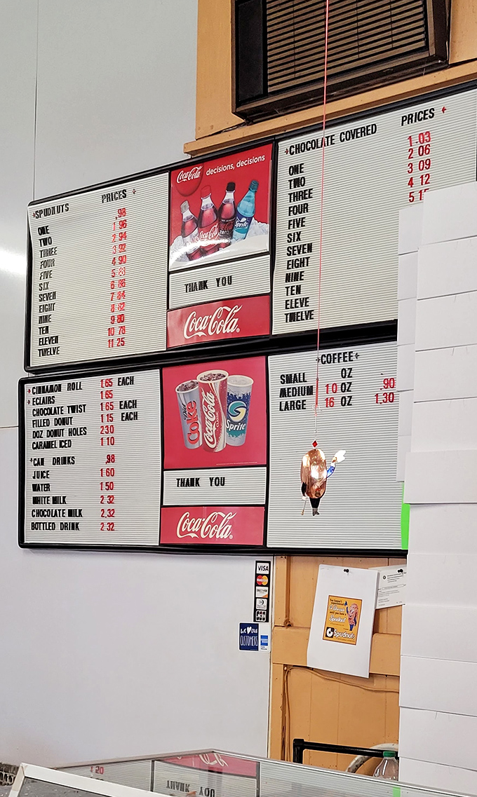 This menu board is a beautiful relic of simpler times—when donuts cost less than a dollar and coffee refills were just 30 cents.